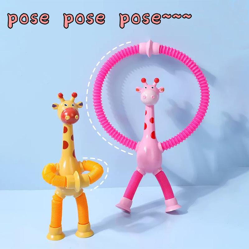 Stress Relief Telescopic Giraffe Toy Pop Tubes Children Suction ...