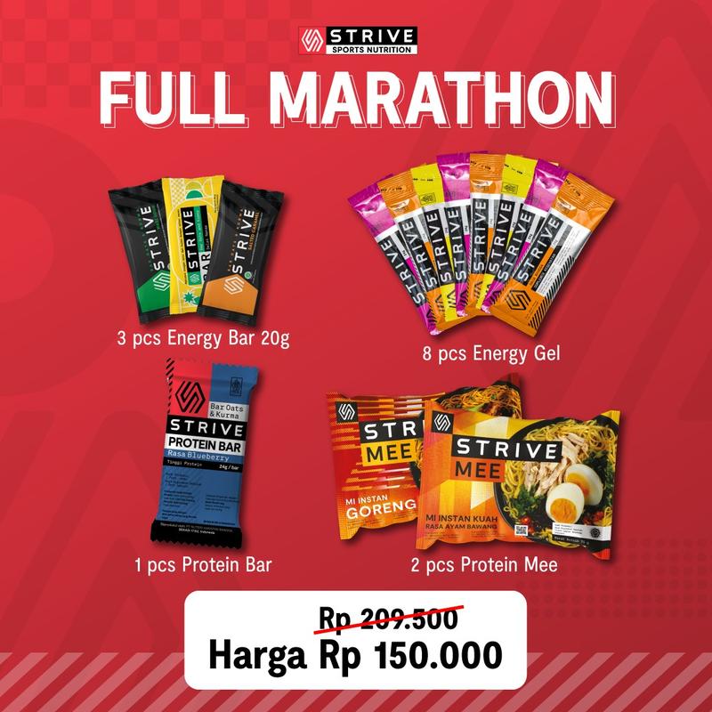 STRIVE Paket Promo Lari Full Marathon (Energy Bar+Gel+ Protein Bar +Mee ...