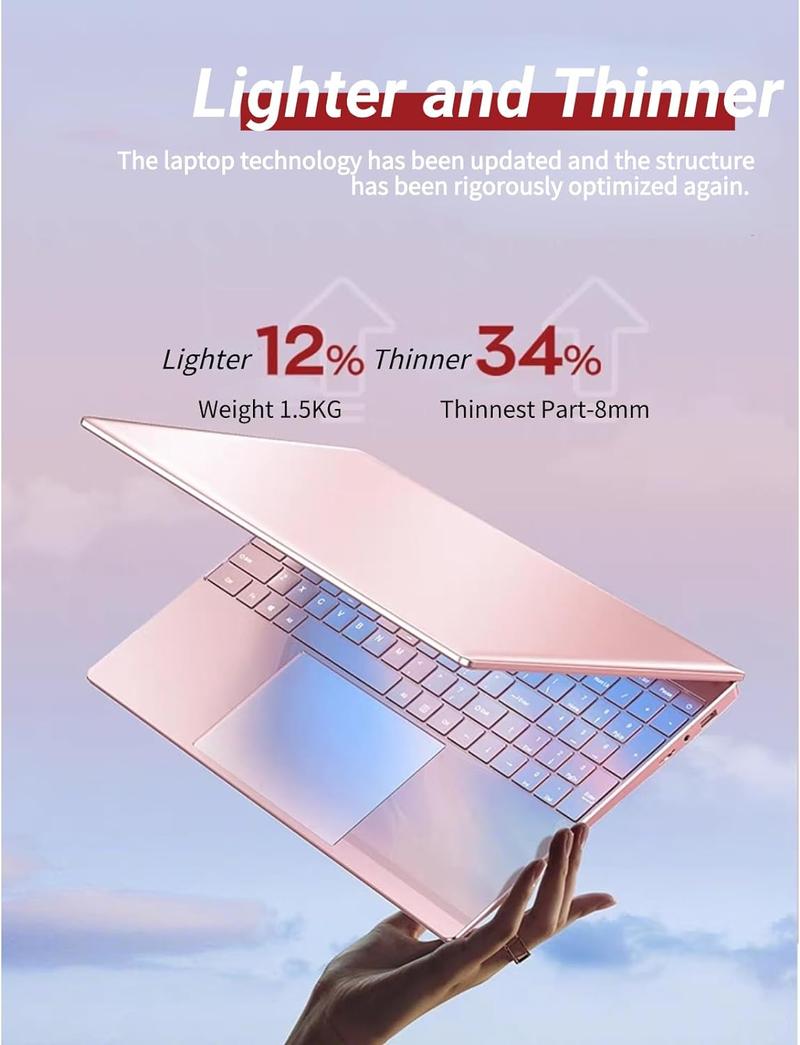 SHINON AMOLI Laptop Merah Muda Asli Baru 2024 15.6 Inci Layar IPS HD ...