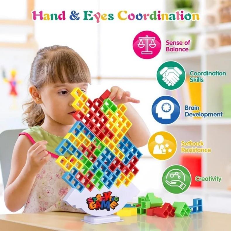Children's Swinging Stacked High Tetris Block Tabletop Game Puzzle ...