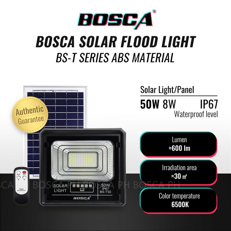 BOSCA Solar Flood Light 50W BS-T50 IP67 ABS Plastic solar flood ...