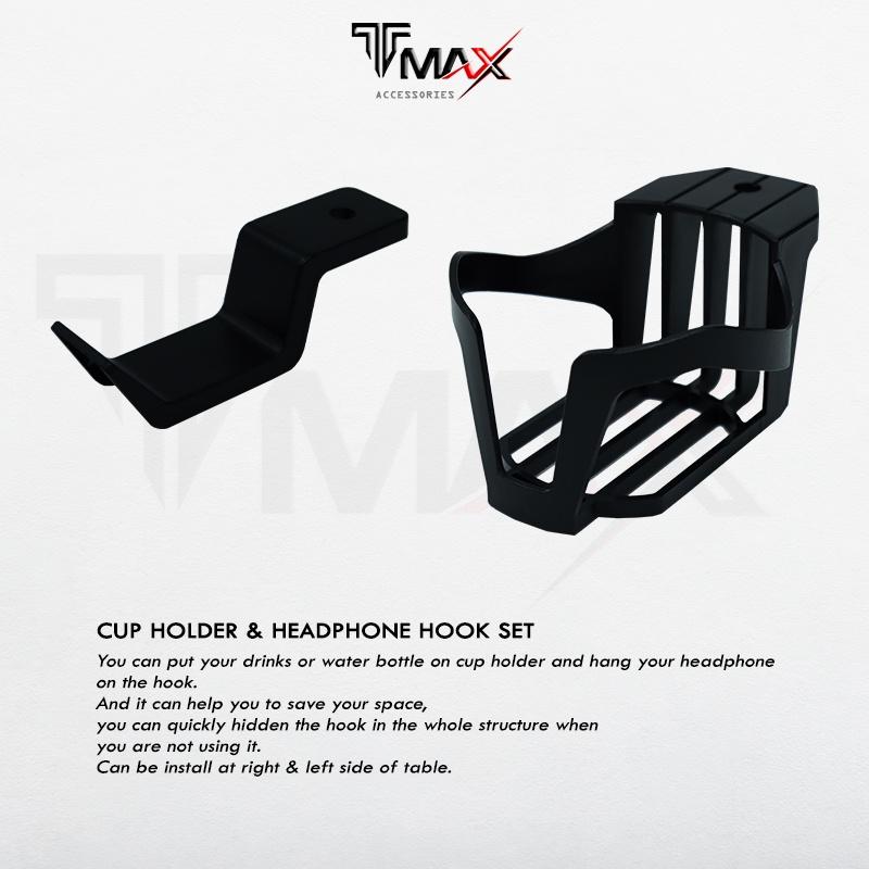 TMAX Cup Holder & Headphone Hook Set Gaming Table Accessorie - TikTok ...