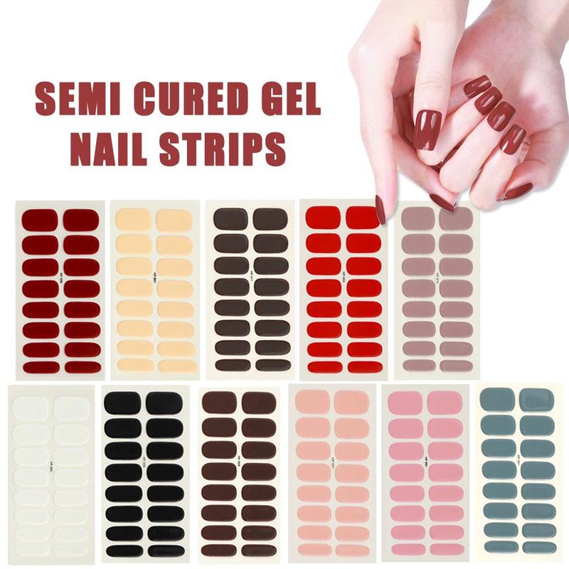 Semi Cured Gel Nail Strips Patch Sliders Waterproof Gradient - TikTok ...
