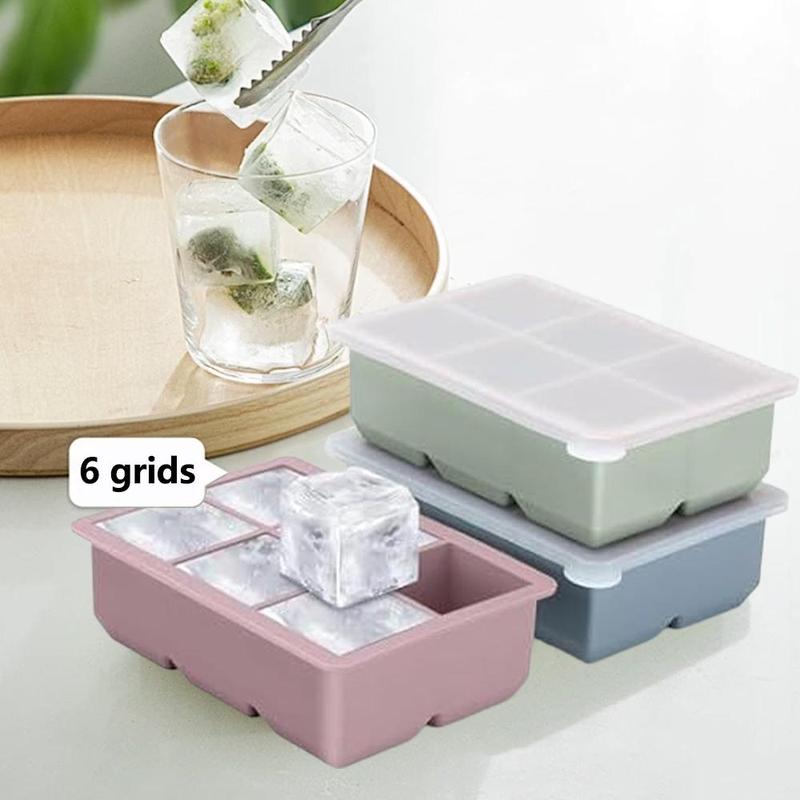 6-grid Silicone Ice Tray Ice Making Box Large Square Ice Cub - TikTok ...