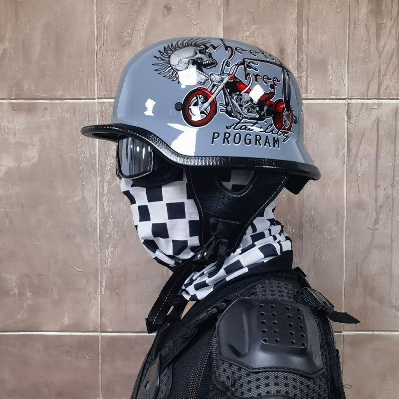 Topi Keledar Motosikal Harley, Gaya Askar Retro Jerman, Untu - TikTok ...