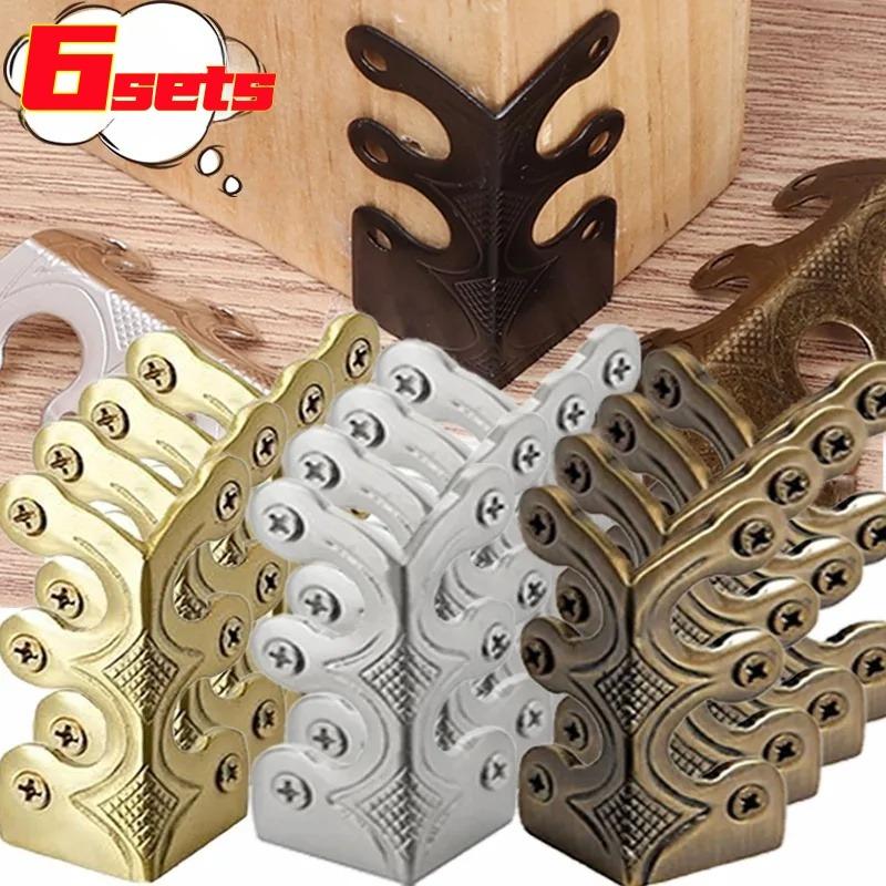 6Sets Vintage Furniture Decorative Corner Metal Kickboard Corner ...