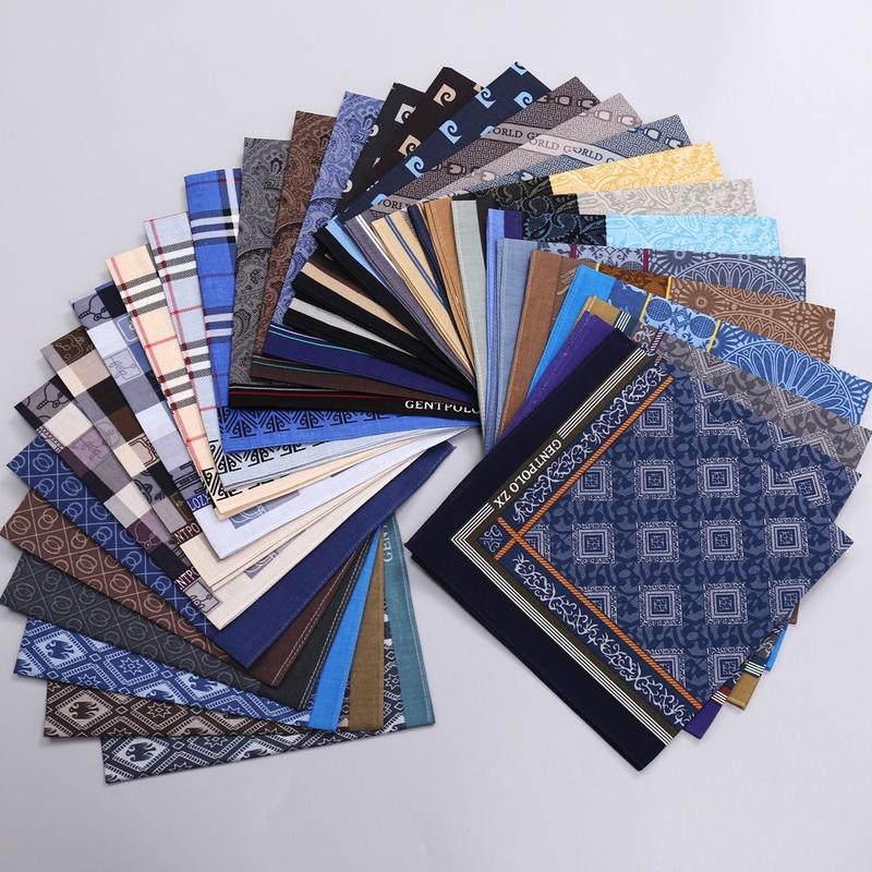 43cm Men's Business Pocket Square Cotton Printed Plaid Handkerchief ...
