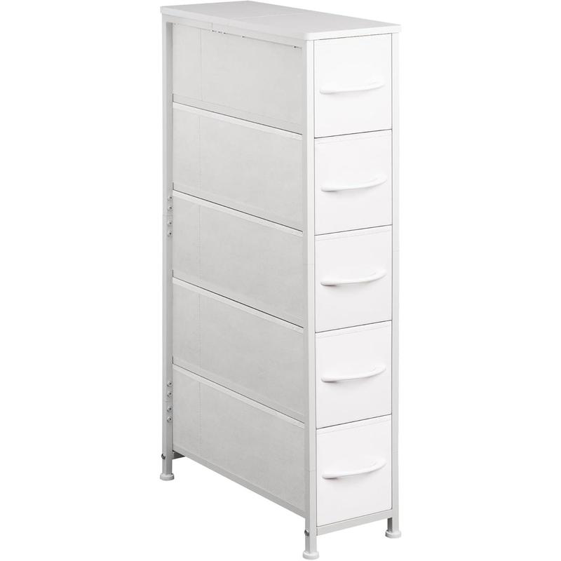 Narrow Dressing Table Storage Tower with 5 Drawers, Slim Dressing ...