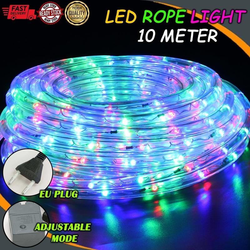 10M LED Rope Fairy Light Multi Colour Waterproof Outdoor Garden ...