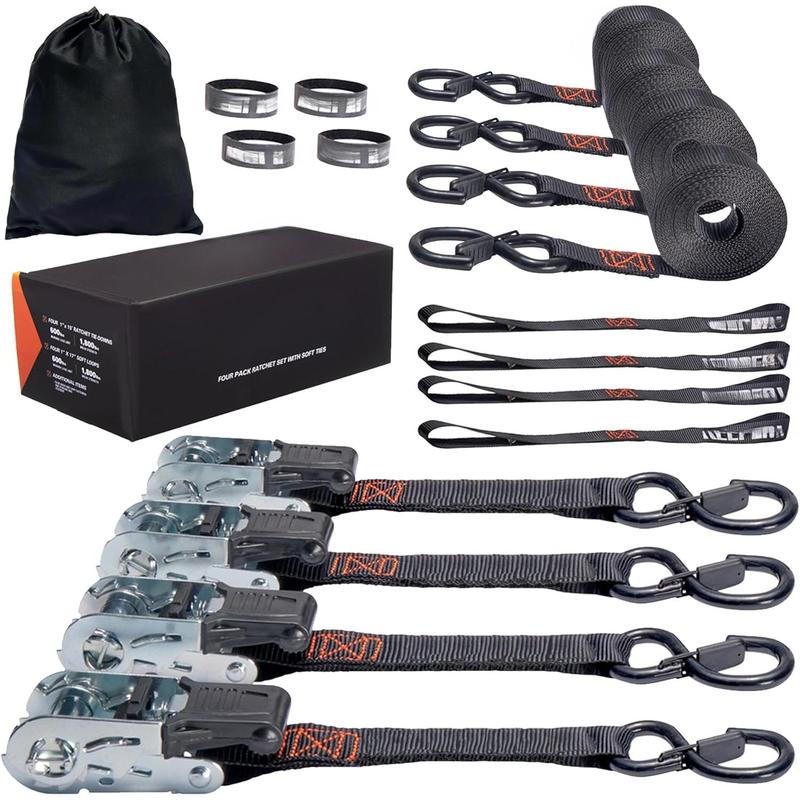 ClampChief Ratchet Tie Down Kit 4PK - 1800lb Max Break Strength ...