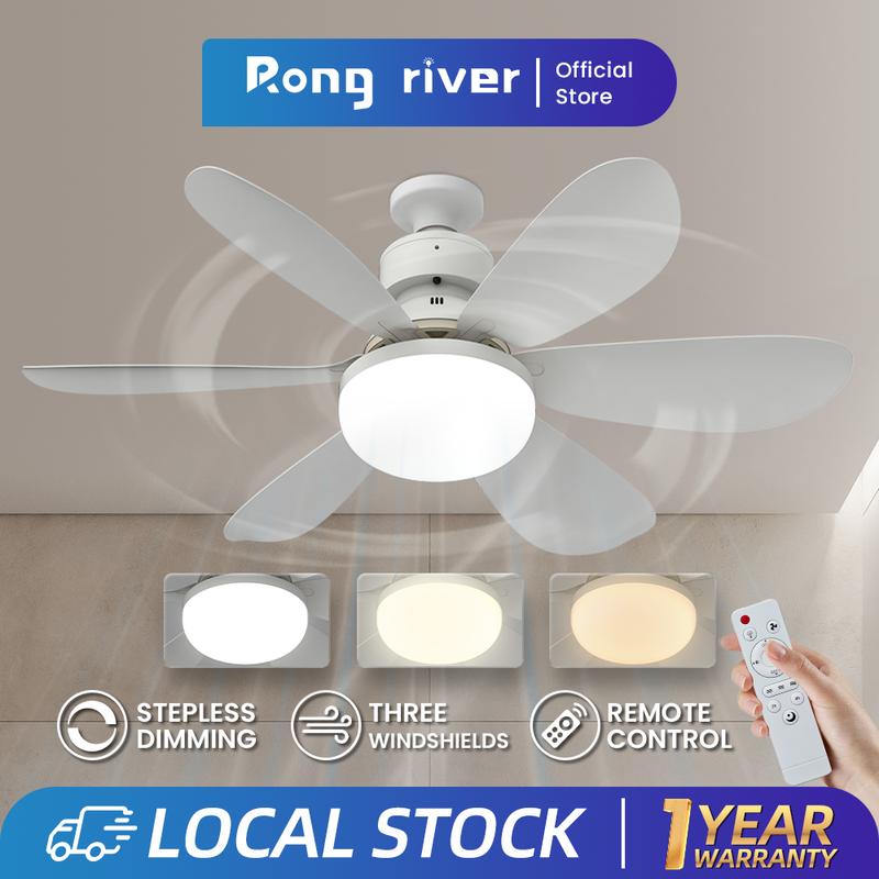 RONG RIVER 20.5Inch Ceiling Fan with Light Bulb 40w 3 Color CeilingBulb ...