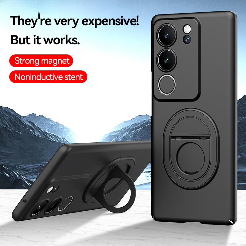Shockproof Case for VIVO V29 5G V27 Matte Hard Plastic Ring Stand ...