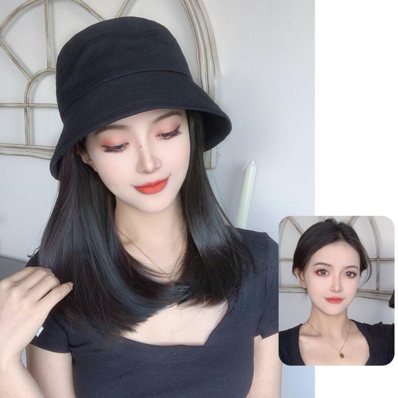 Fashion One-piece Baseball Cap Mid Straigh Wig Natural Women Fluffy ...
