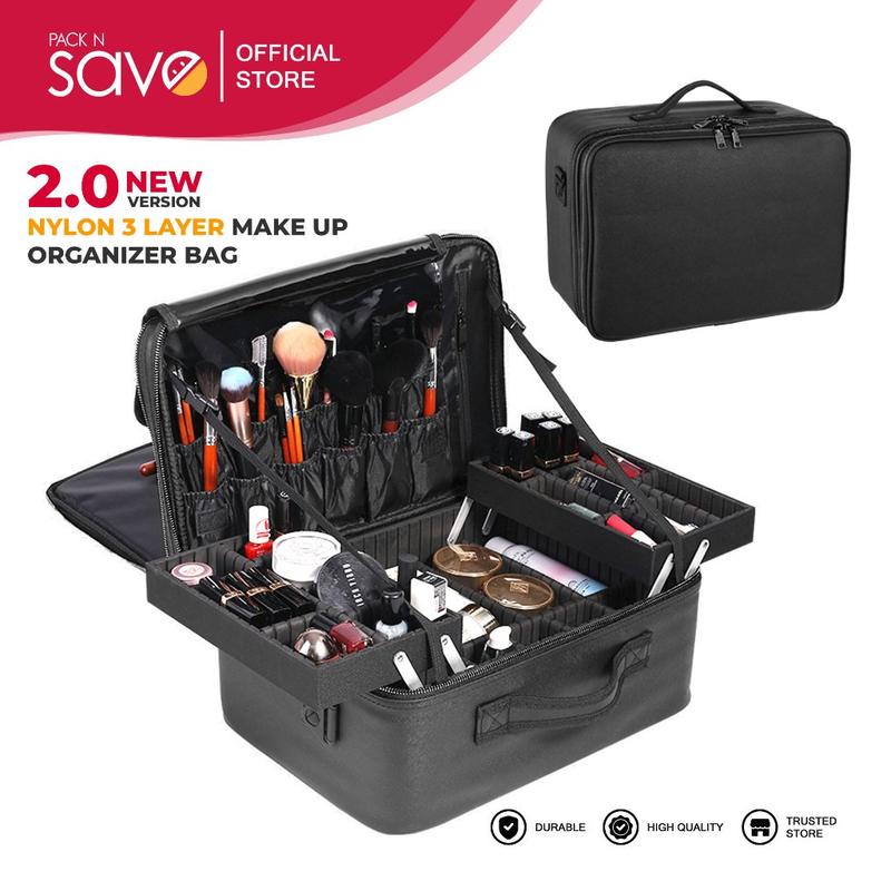 PNS New 2.0 3-Layered Cosmetic Make Up Storage Bag/Travel Makeup ...