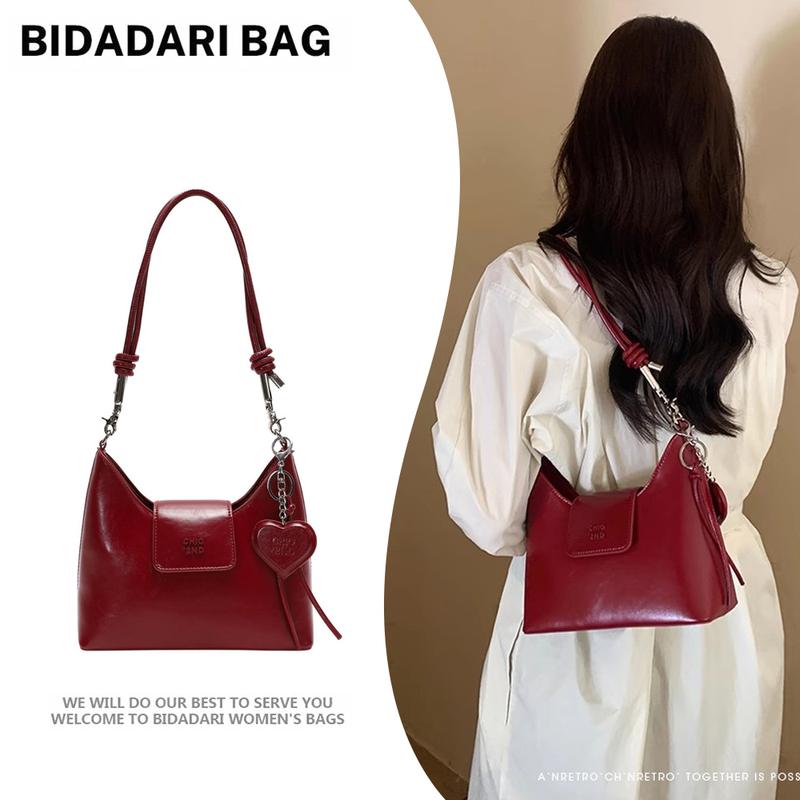 Chio2nd Cherry Red Urban Underarm Bag Wine red Free cherry keychain ...