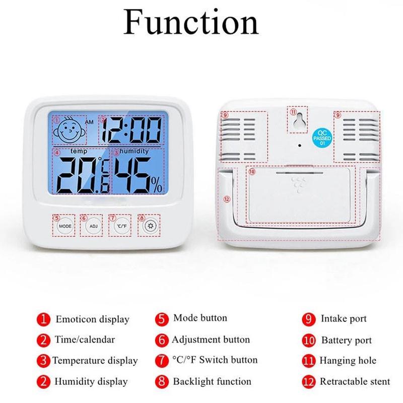 Termometer LCD Bilik Bayi, Lampu Latar Dalaman, Higrometer Elektronik ...