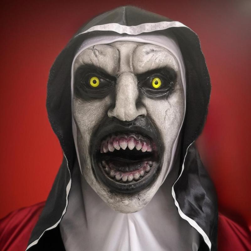 Scary Nun Latex Mask, 1 Count Scary Full Head Mask, Nun Costume ...