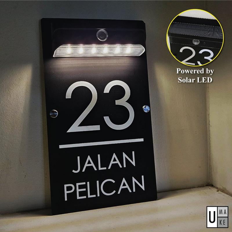 (SOLAR + LED) Tempah Khas Tanda Rumah Lampu Customize SOLAR HOUSE ...
