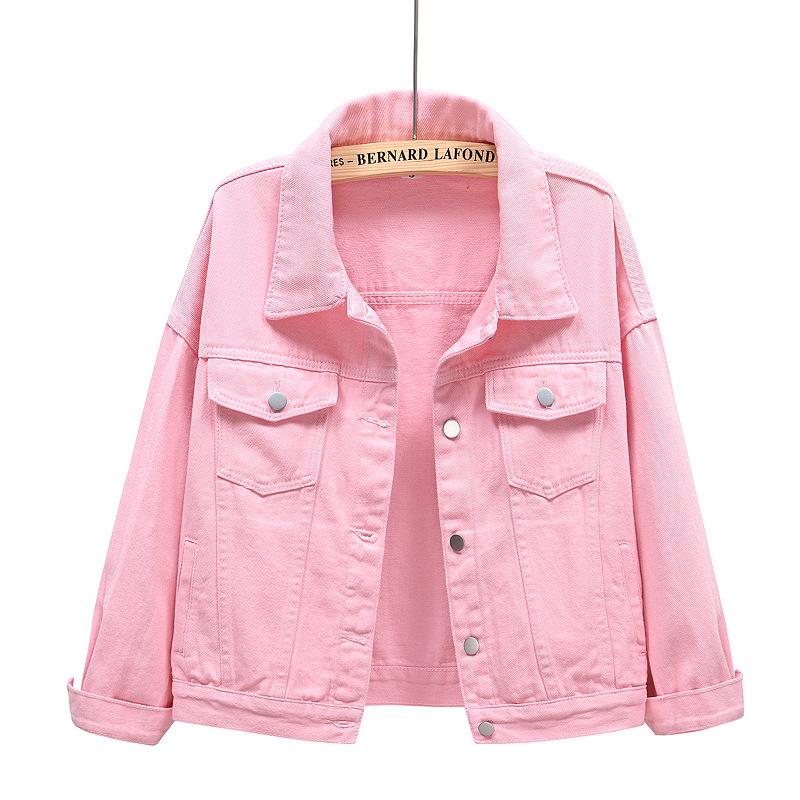 Women Denim Jacket Spring Autumn Short Coat Pink Jean Jacket - TikTok Shop