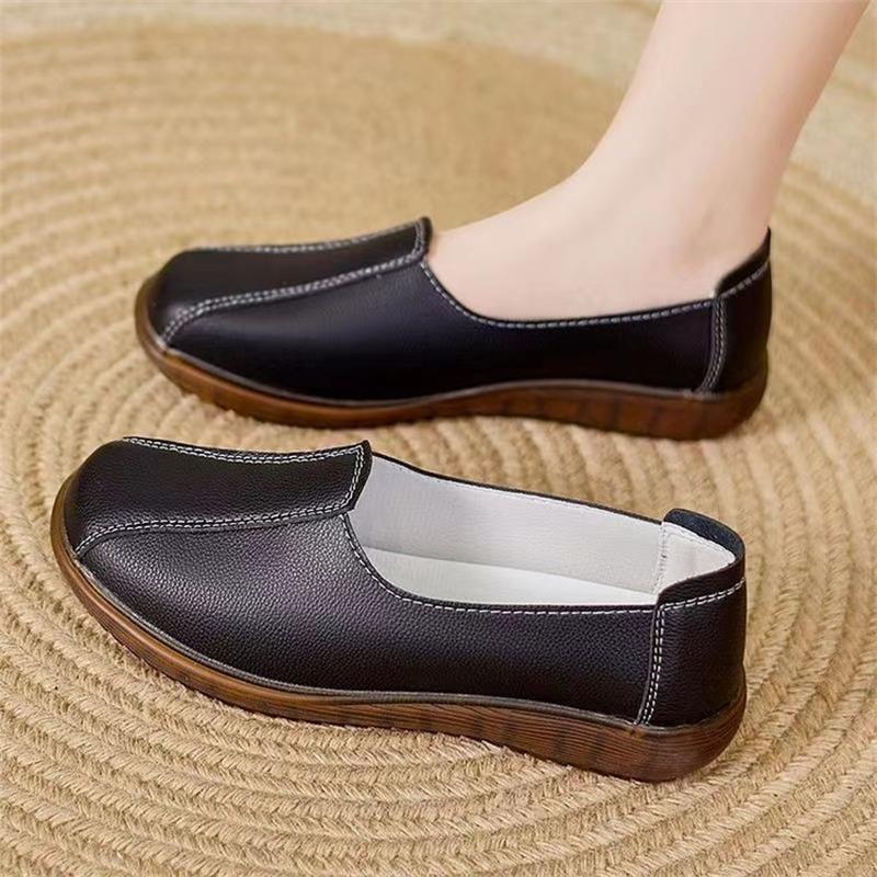 Soft Leather Doudou Shoes Women's Beef Tendon Soft Sole One Pedal ...