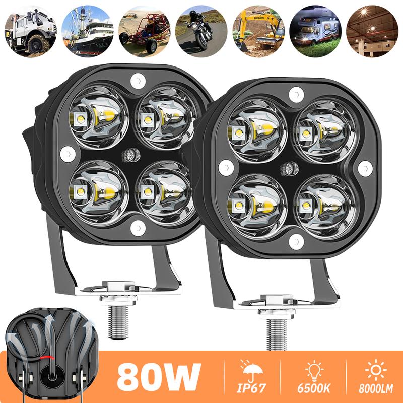 2 Pack LED Pod Light Strip - Yellow 3 Inch 40W Spotlight Off - TikTok Shop
