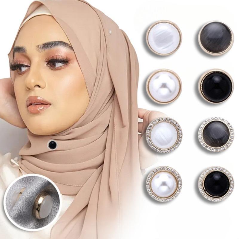 Muslim Imitation Pearl Magnetic Buttons Shirt Collar Seamless Metal ...