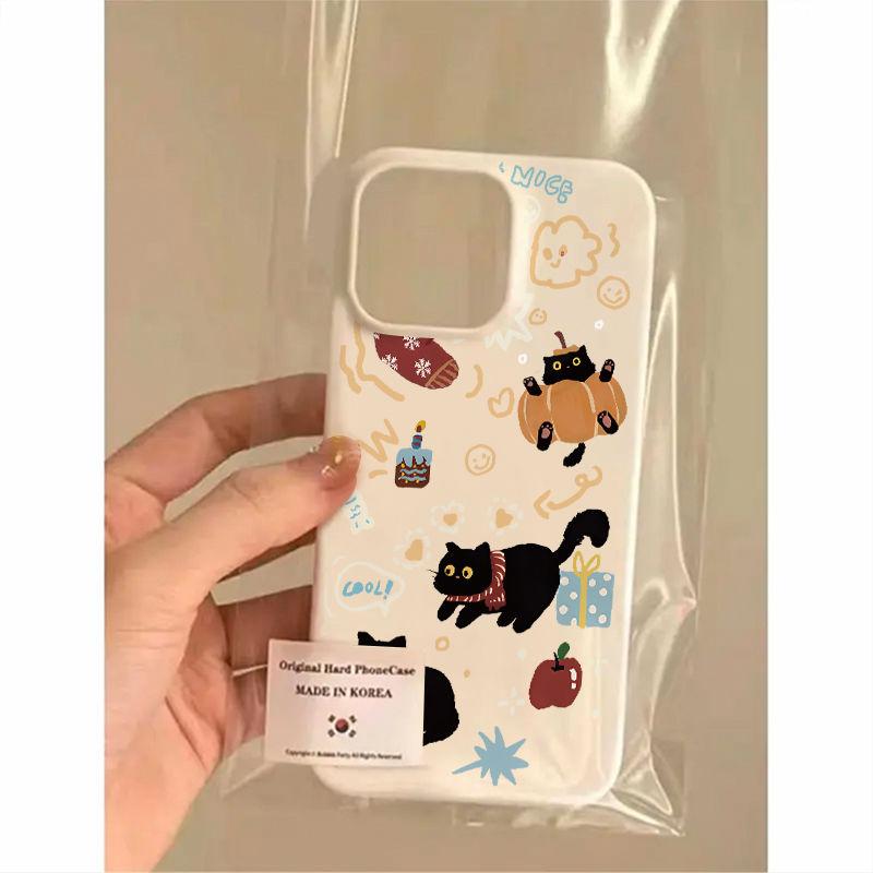 Cartoon black cat suitable for iPhone1615 14plus phone case - TikTok ...