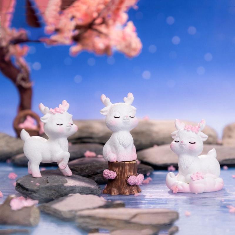 Pink Sleeping Baby Deer Decorative Mini Pink Deer Statue Resin - TikTok ...