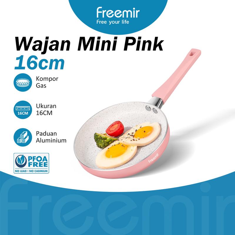 [DEAL] freemir Penggorengan 16cm Pink Frying Pan Mini Anti Lengket ...