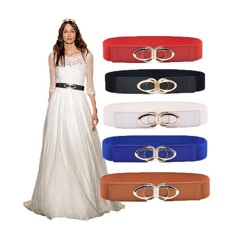 Fashion PU Leather Elastic Wide Belts for Women Stretch Thick Waist ...