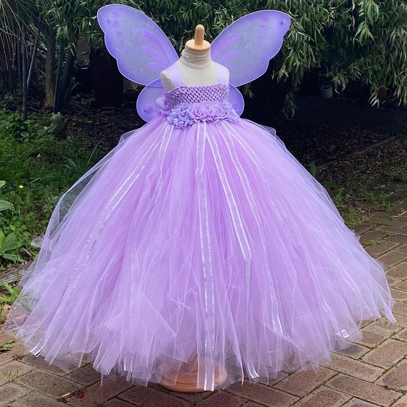 Girls Lavender Butterfly Flower Tutu Dress Kids Fairy Princess - TikTok Shop Philippines