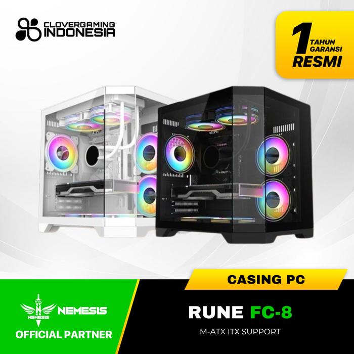 Promo NYK Nemesis Rune FC8 FC-8 Casing PC Gaming Case Computer mATX Fan ...