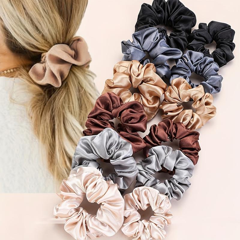 12pcs Silk Hair Ties, Mini Scrunchies, Soft No-Slip Hair Elastics ...