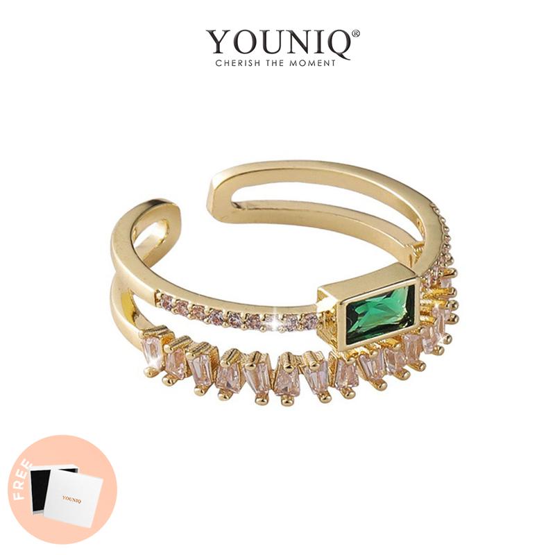 YOUNIQ Classic Vintage Adjustable 2 Layer Korea Gold Ring with - TikTok ...