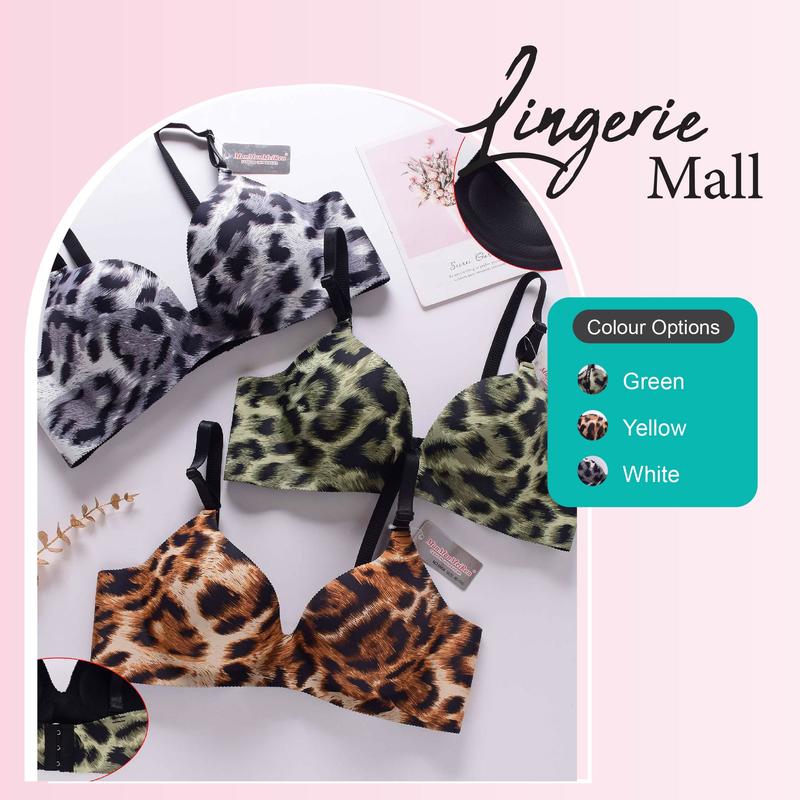 [CD Cup] Women Bra Leopard Wireless Push Up Bra Coli Wanita Baju ...