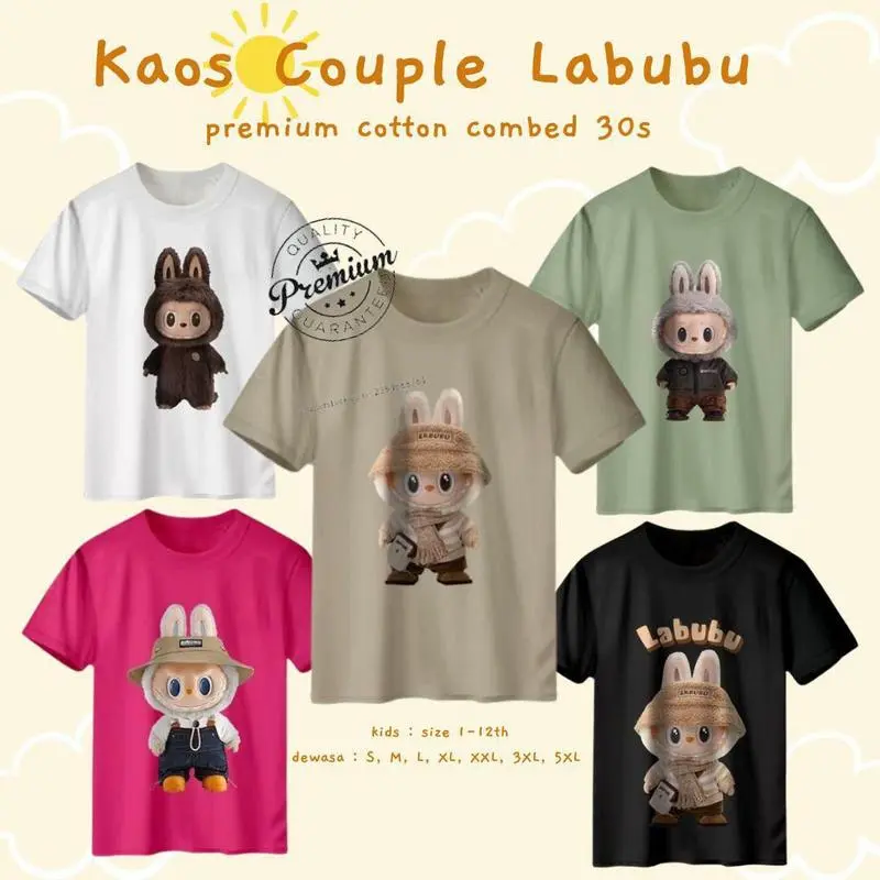 Kaos Couple Keluarga Ayah Ibu Anak Motif Monster Labubu Katun Combad ...