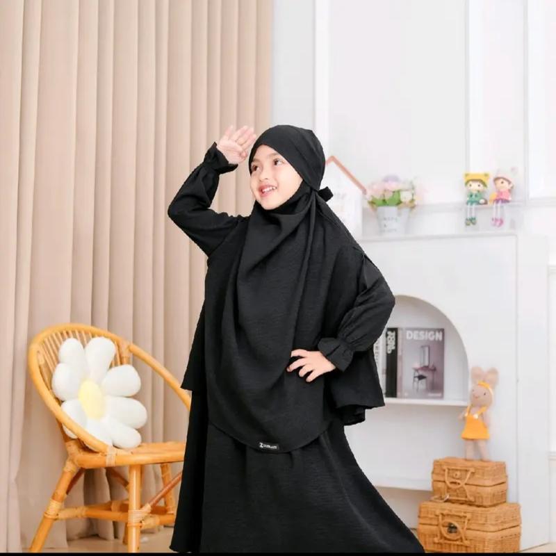 gamis set hijab anak terbaru / hawa set french khimar 4- 11 tahun ...