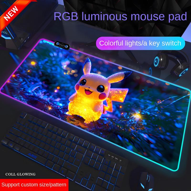 RGB Pikachu Light-up Mouse Pad, Extra Large Thickened Esport - TikTok ...