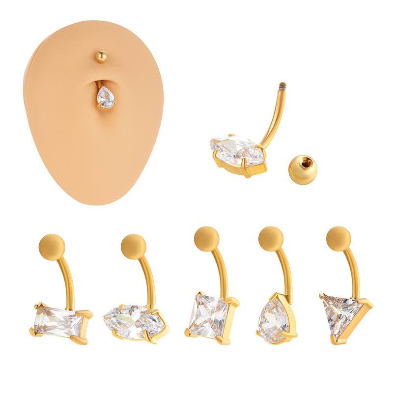 1 Piece Stainless Steel Navel Ring Zirconia Triangle Belly Button ...