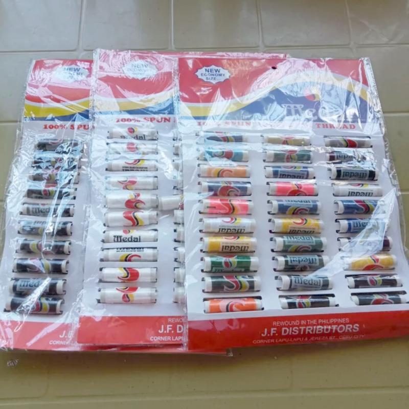MEDAL SINULID sewing thread MULTICOLORS WHITE BLACK SPUN POLYESTER ...