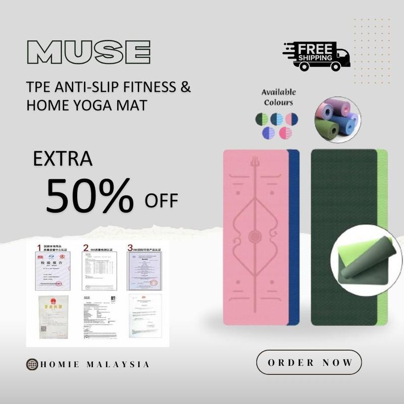 MUSE TPE Anti-Slip Yoga Mat | 6mm Thickness | Fitness, Workout - TikTok ...