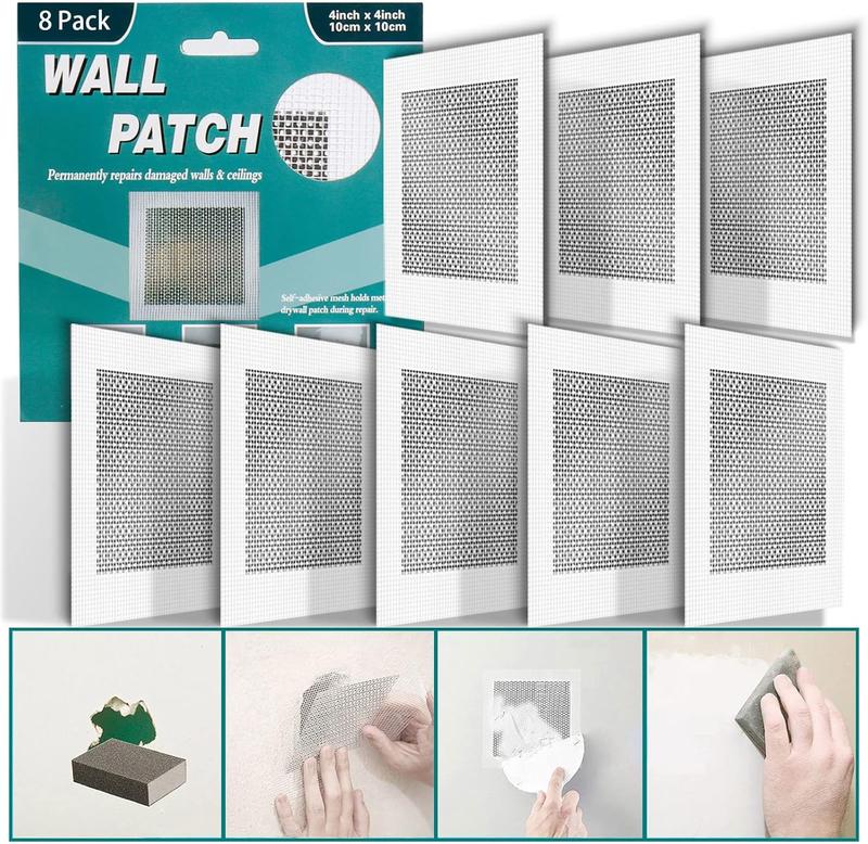 8 count 4 Inch Drywall Patch, Wall Repair Patches, Self-Adhesive ...