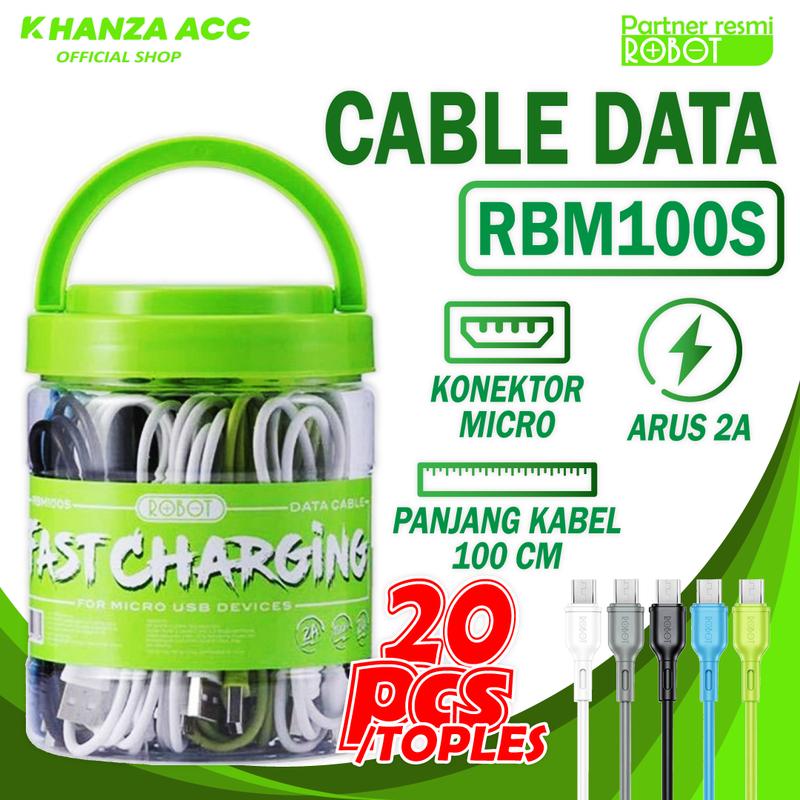 ROBOT RBM100S Kabel Data Micro USB 1 Meter 2A 1 Toples 20Pcs - Shop ...