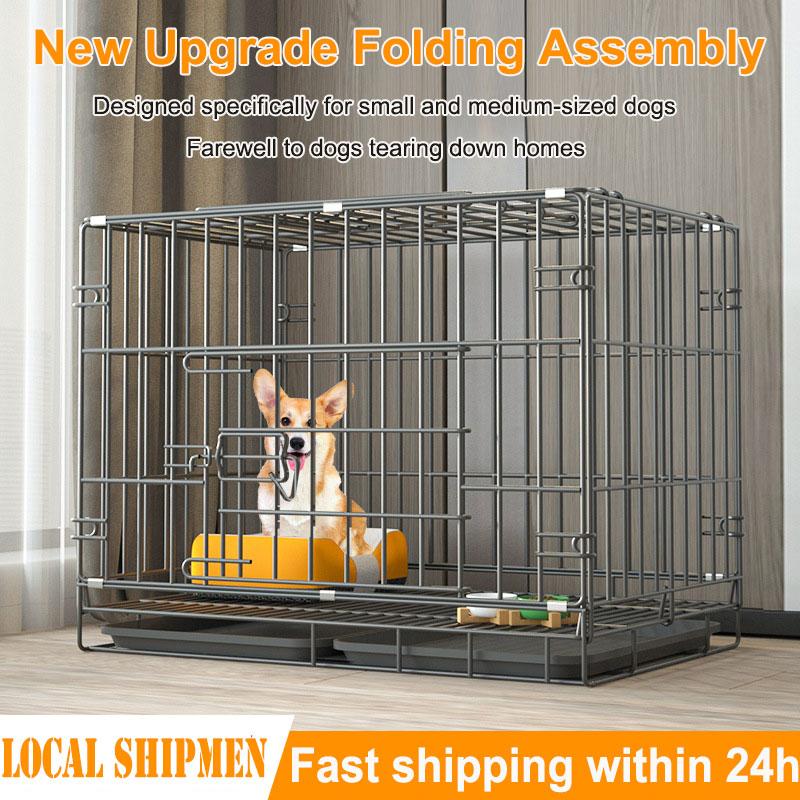 Dog Crate Indoor Large Foldable Metal Wire Dog Cage with Tra - TikTok ...