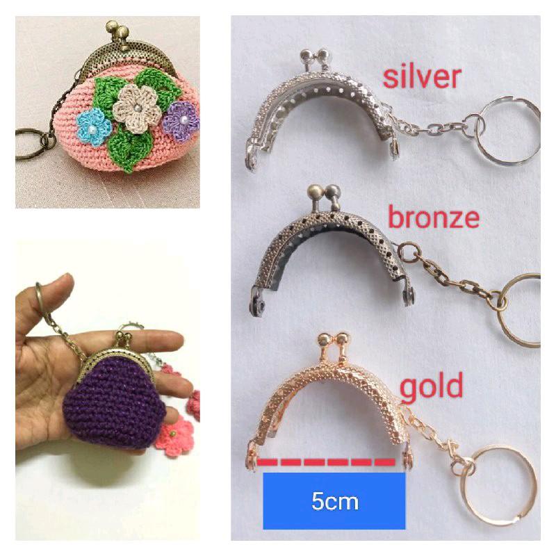 5cm Key Chain Frame For DIY Coin Purse,Crochet,Metal Bag Frame,Gold ...