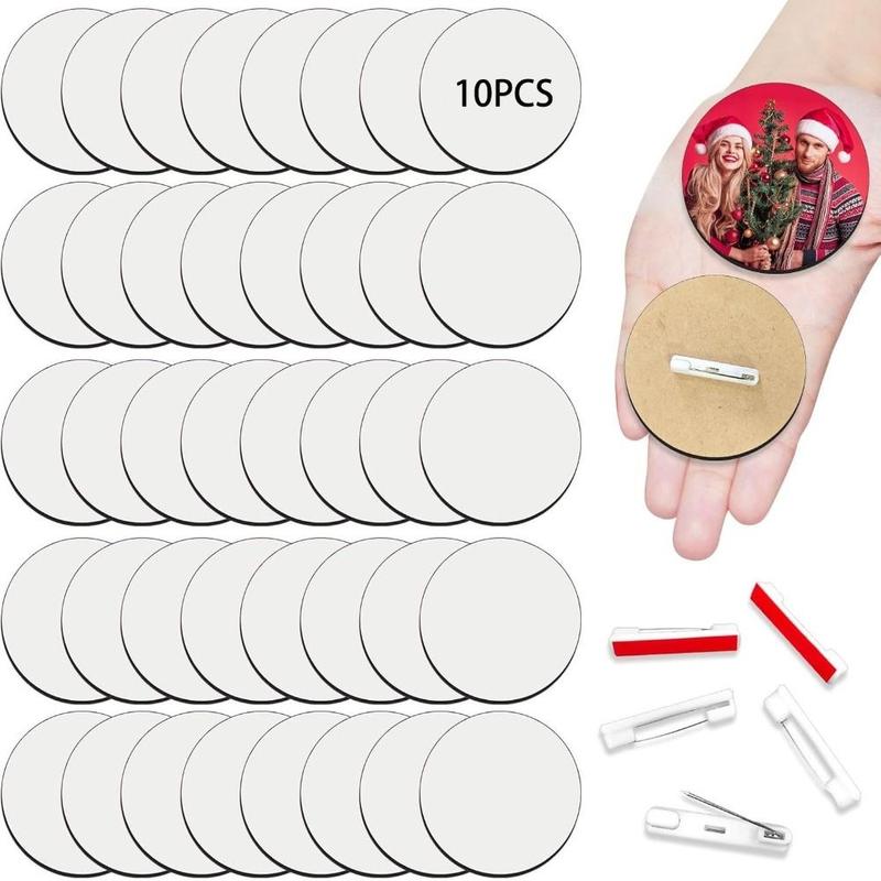 10Pcs/set Button Parts Wooden Badge Sublimation Printable Buttons ...