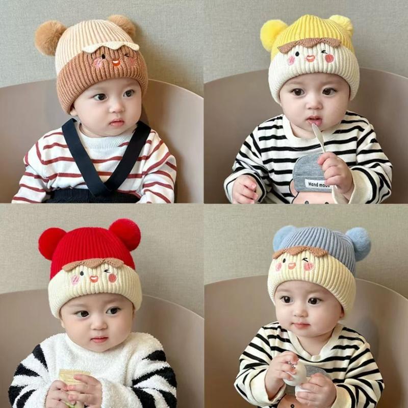 Baby Puff Ball Beanies Hats Autumn Winter Toddlers Cute Warm Cover Ears ...
