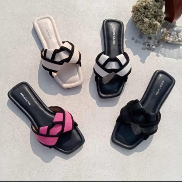 mqstars Sandal Flat Wanita Selop Tali Anyaman Sendal Teplek Empuk ...