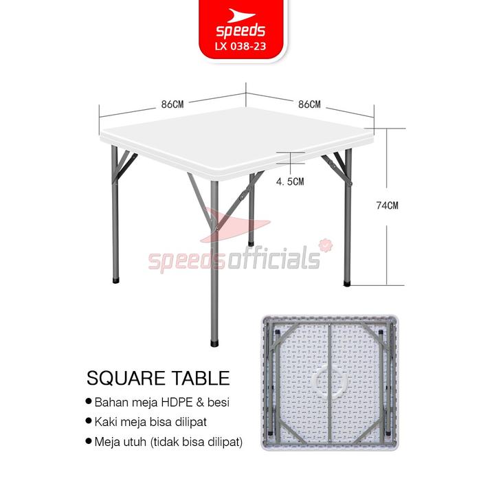Promo SPEEDS Meja Lipat Plastik Folding Table 86x86x74cm HDPE Indoor ...