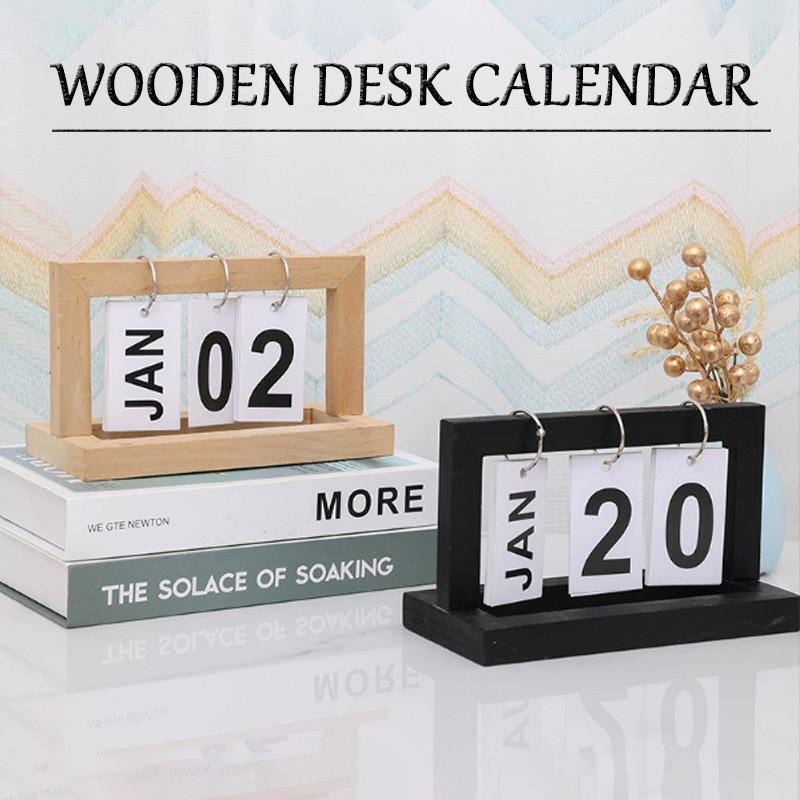 Kalendar Meja Berputar Halaman Kayu, Reka Bentuk Kreatif, Kalendar ...
